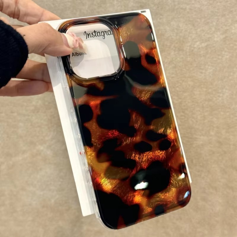 Stylish Tortoiseshell Leopard Pattern Clear Phone Case For iPhone 11 12 ...