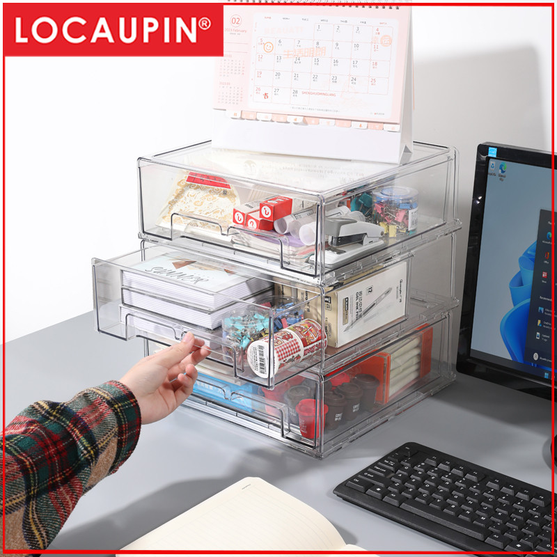 Locaupin Desk Drawer Organizer Stackable Organizer Drawers Clear Desk ...