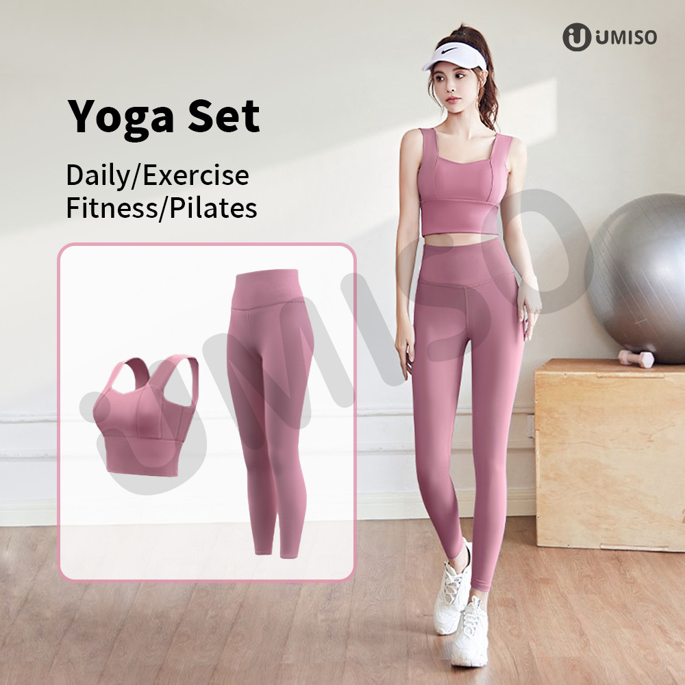 UMISO Women's High Waist Running Yoga Pants Shockproof Gathering Sports ...
