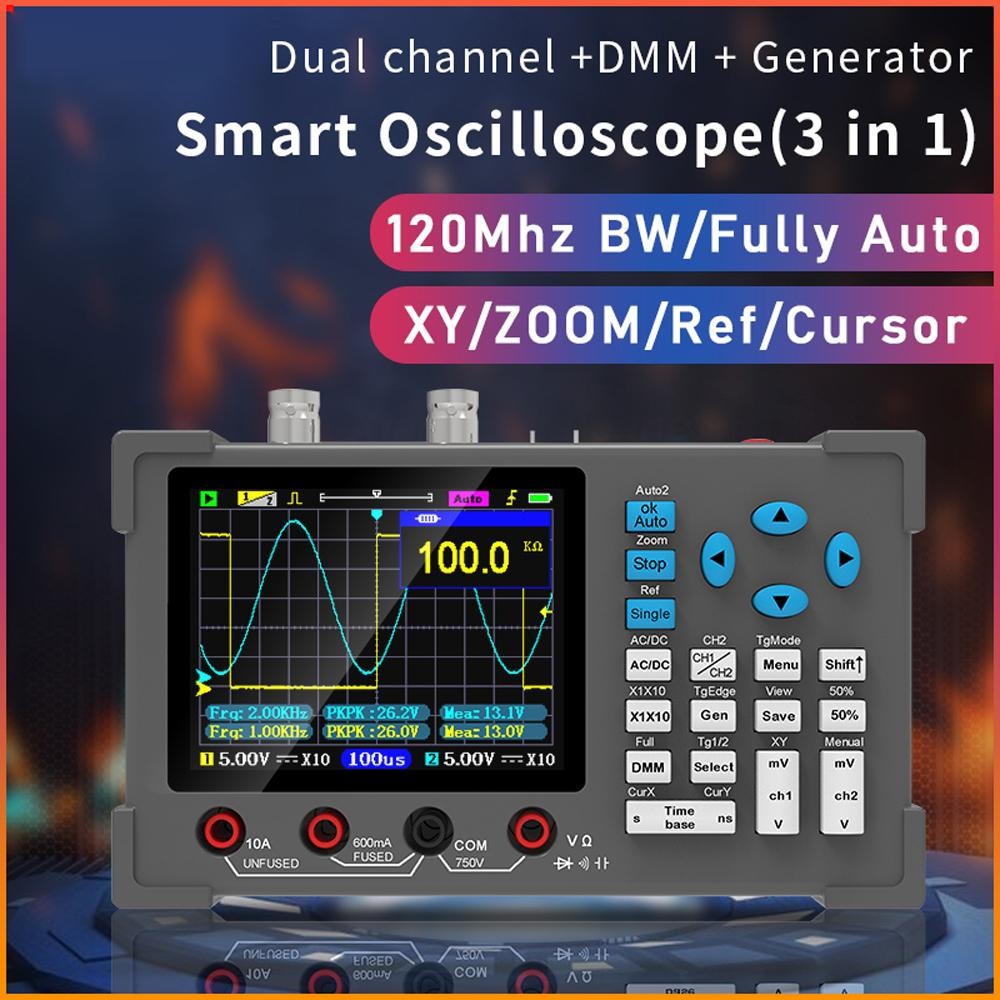 3in1 Digital Oscilloscope Multimeter Signal Generator Dual Channel ...