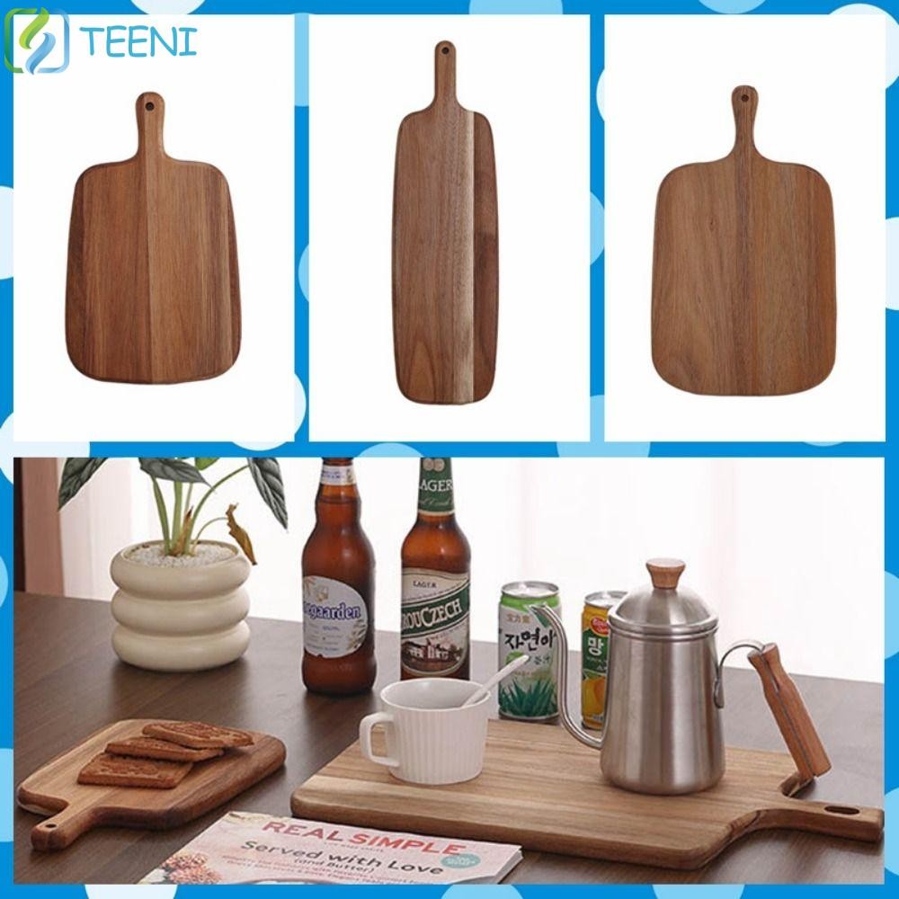 TEENI Serving Plate, Long-handle Sushi Tray Solid Wood Cutting Board, Kitchen Chopping Blocks ...