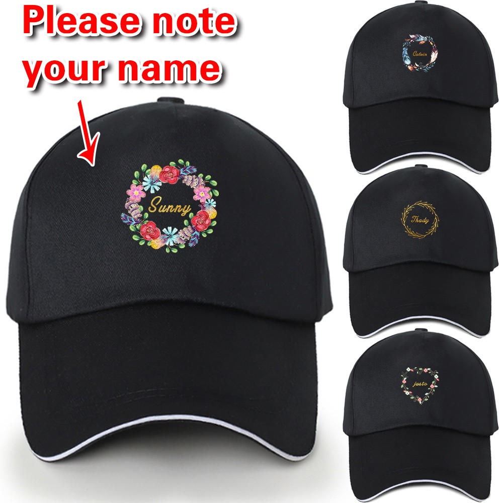Custom Free Name Baseball Cap for Women Men Black Cotton Hats Outdoor ...