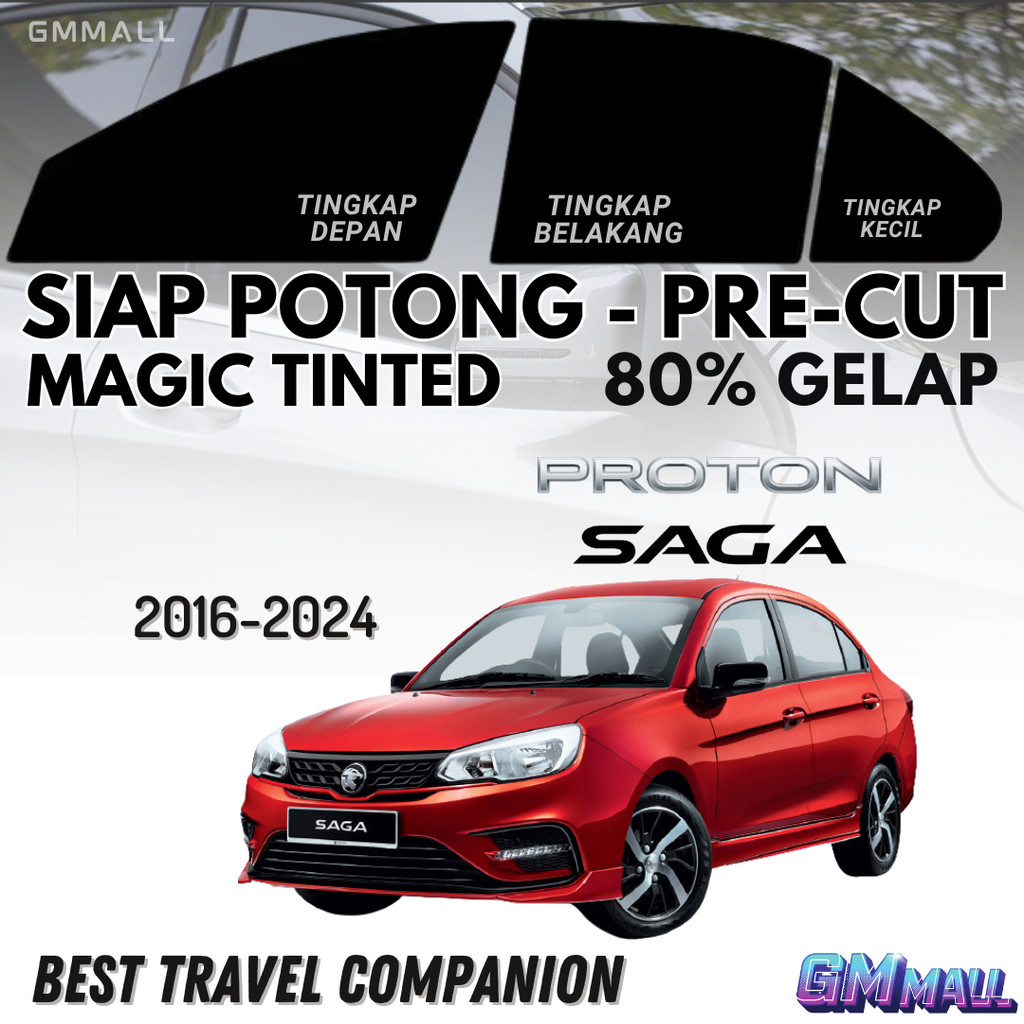 NEW PROTON SAGA VVT Car Window Precut Magic Tinted 80% Hitam Gelap ...