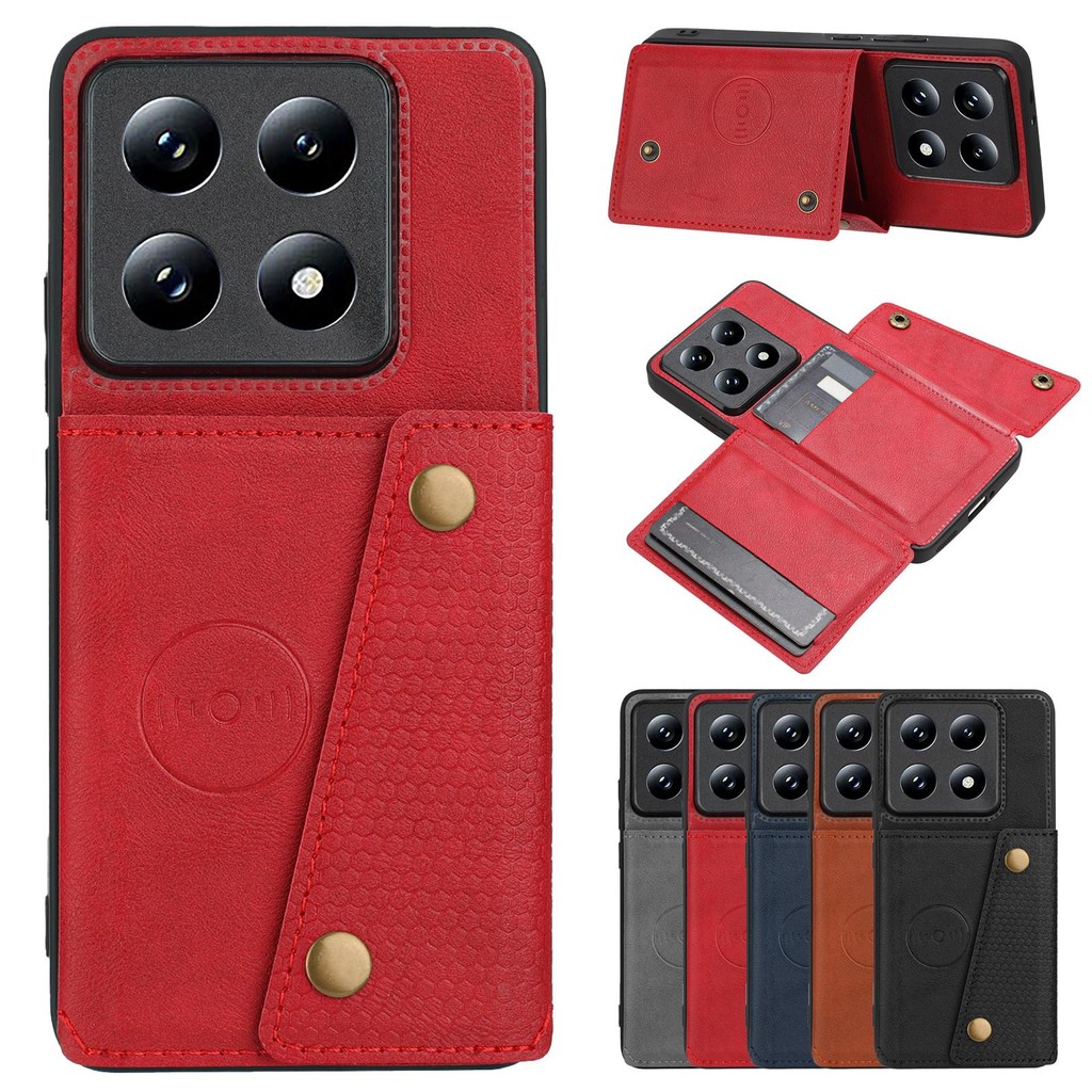 Card Holder Leather Case for XiaoMi 14T Pro 14 Ultra 5G Mi Poco F6 X6 ...