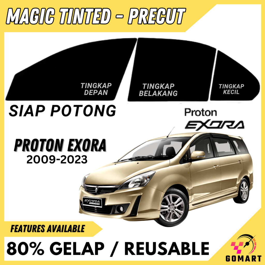 PROTON EXORA 2009-2023 Car Window Siap Potong Magic Tinted Hitam Gelap ...