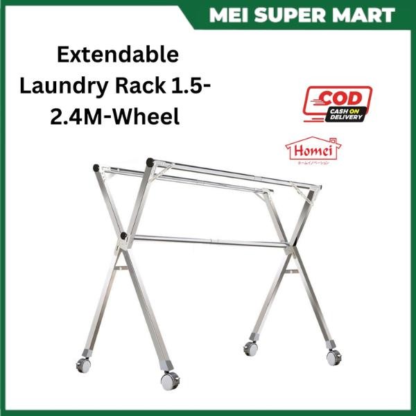 Extendable Laundry Rack 1.5-2.4 meter with Wheels | Shopee Malaysia