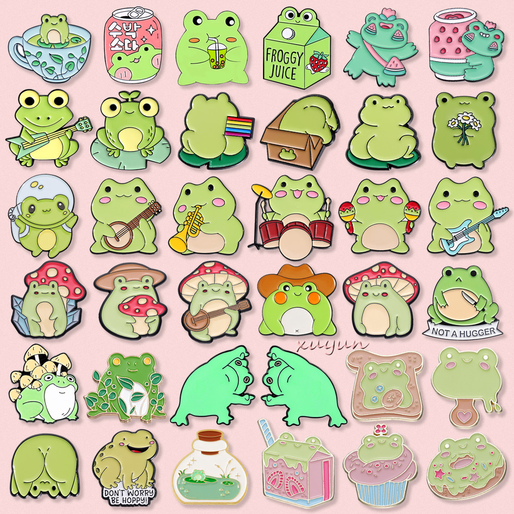 50 Styles Cartoon Frog Lapel Pin Cute Animal Series Frog Brooch ...