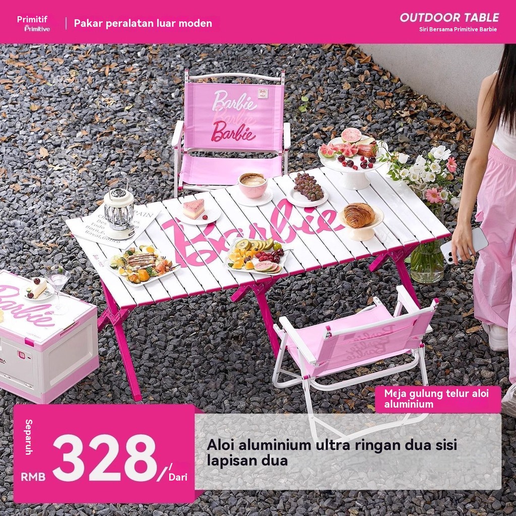 Barbie Camping Table and Chair Aluminum Alloy Egg Roll Table Outdoor ...