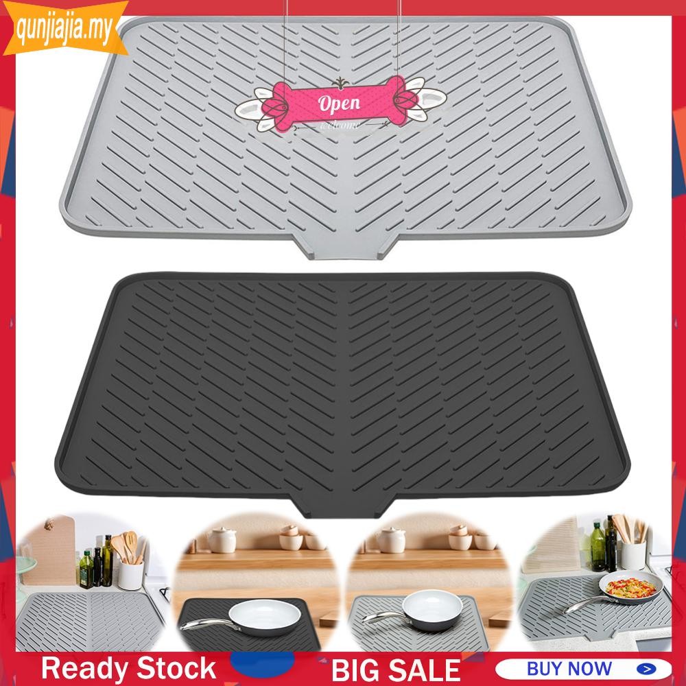 Silicone Dish Drainer Mat with Drain Lip Dinnerware Placemat for ...