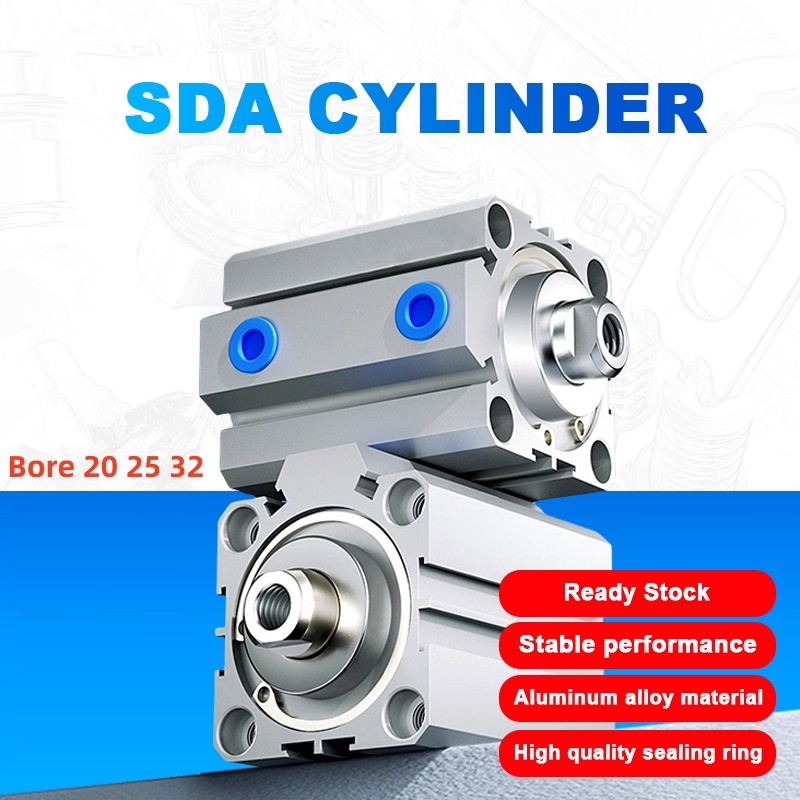SDA Compact Aluminum Pneumatic Air Cylinder 20 25 32mm Bore to 5~100mm ...