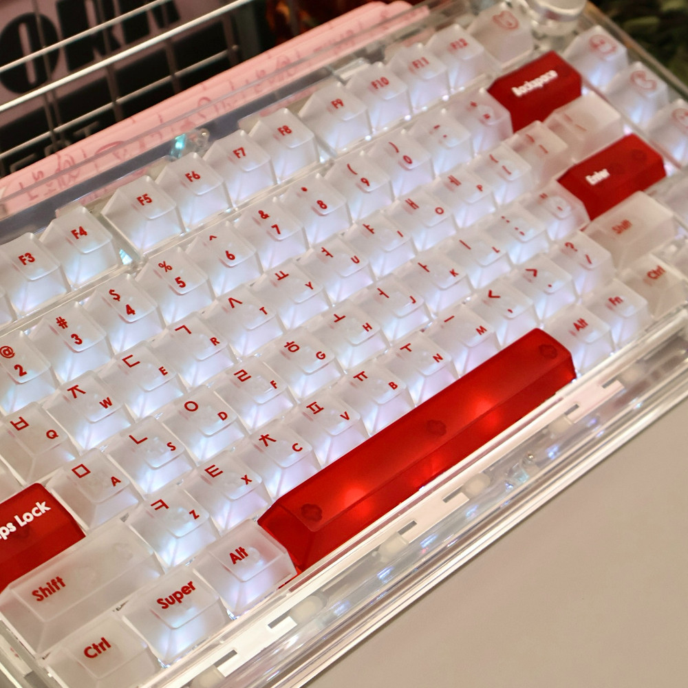 Red White Foggy Keycap Cherry Profile 131 Keys PBT Five-sided Dye ...