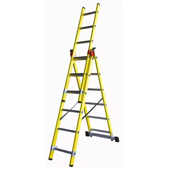 EN131 Standard Fiberglass Extension Ladder With Aluminum Step Ladders ...