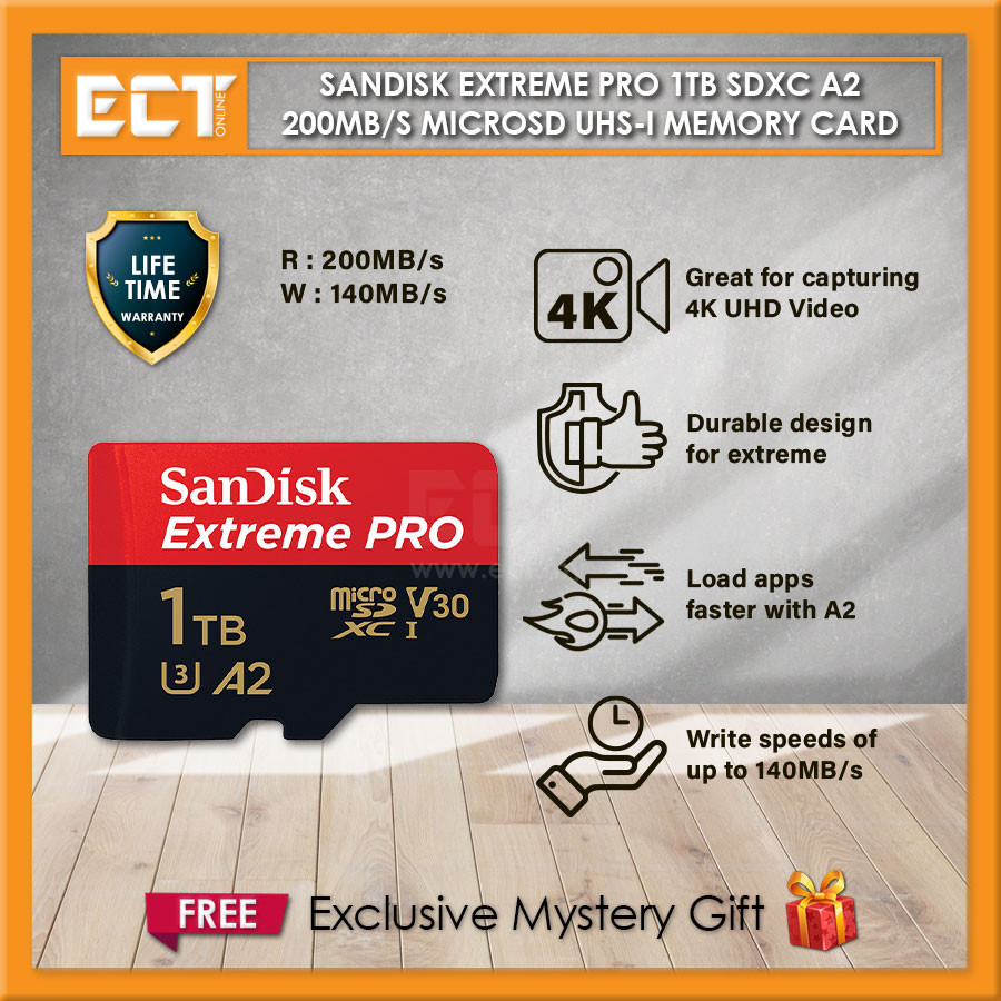 Sandisk Extreme Pro 1TB / 2TB SDXC A2 200MB/s microSD UHS-I Memory Card ...