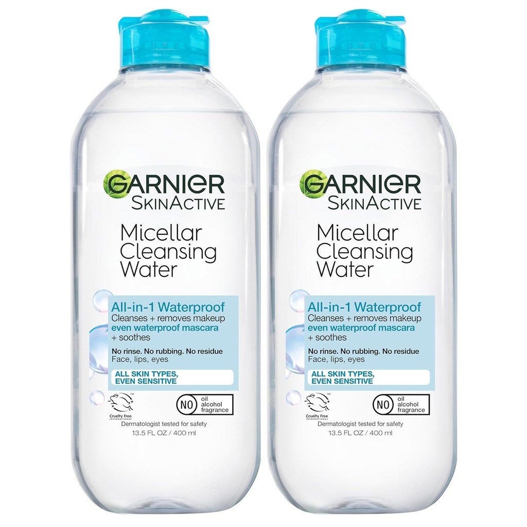 Garnier Micellar Water for Waterproof Makeup, Hydrating Facial Cleanser & Makeup Remover ...