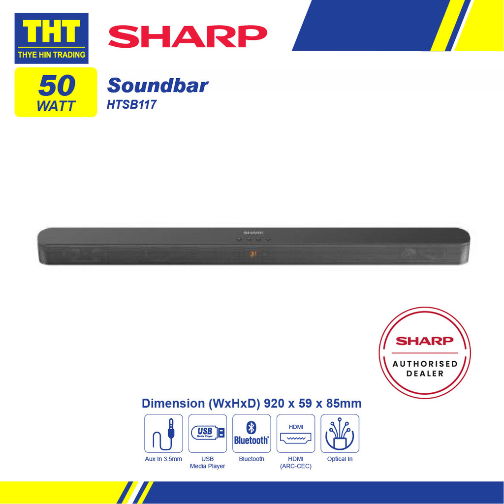 Sharp 50W Sound Bar With bluetooth HTSB117 | Shopee Malaysia