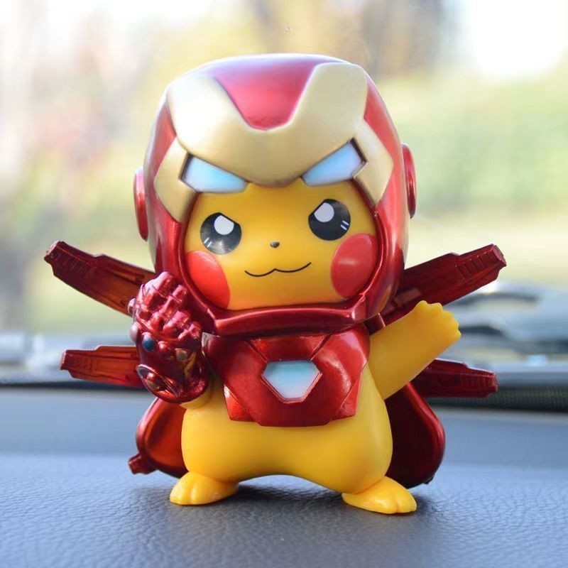 Pikachu cos Avengers Iron Man Marvel Figure Pokémon Car Toy Figure ...