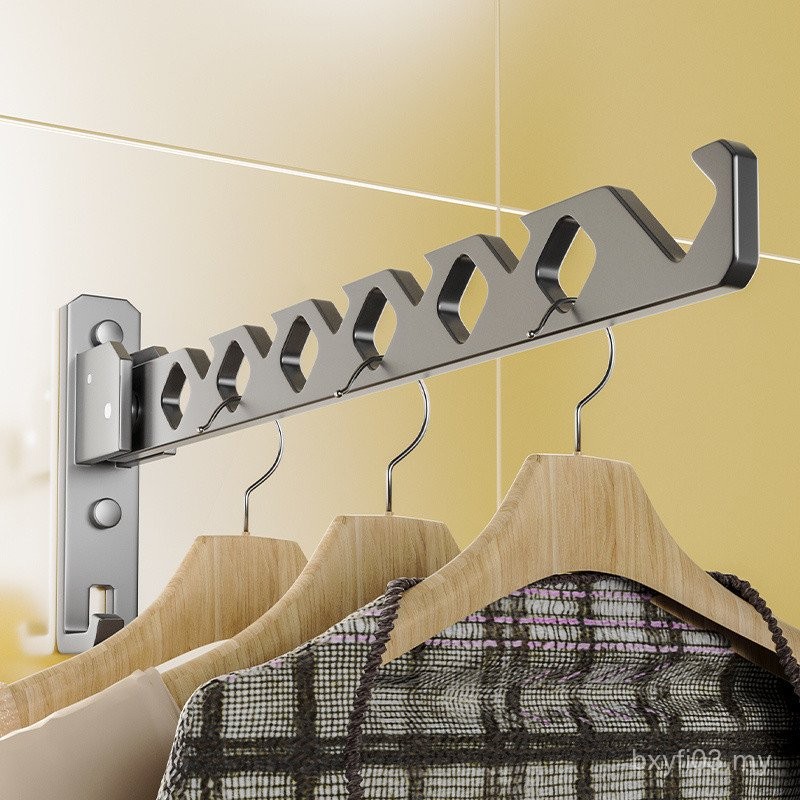 Foldable Clothes Hanger Wall-Mounted Perforated Toilet Balcony Clothes ...