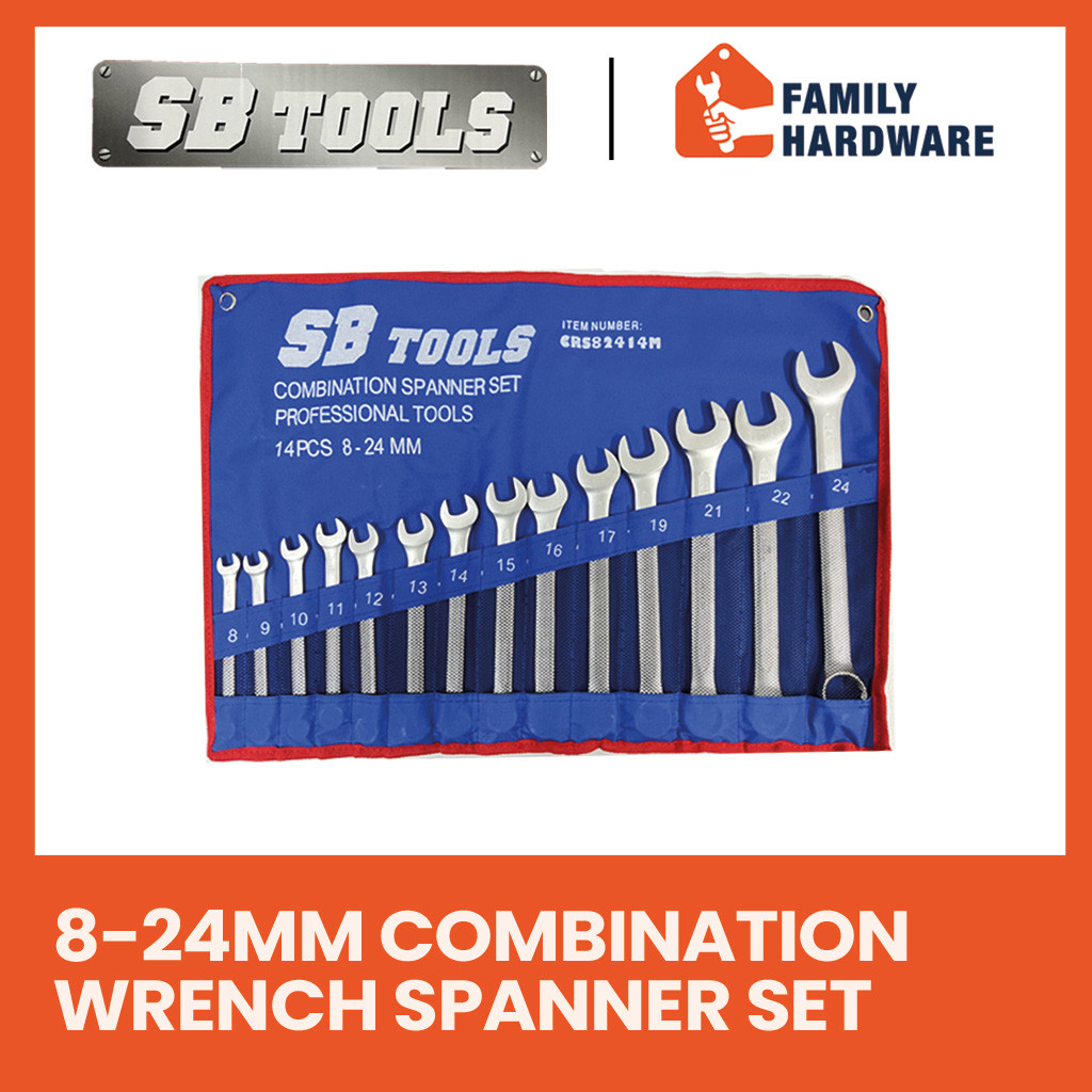 SB TOOLS HEAVY DUTY 8-24 MM COMBINATION WRENCH SPANNER SET Spanar ...