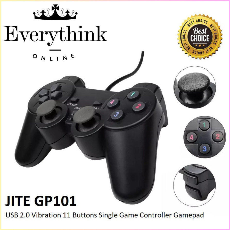 JITE GP101 USB 2.0 DOUBLE SHOCK VIBRATION 11 BUTTONS GAME CONTROLLER JOYSTICK GAMEPAD FOR PC ...