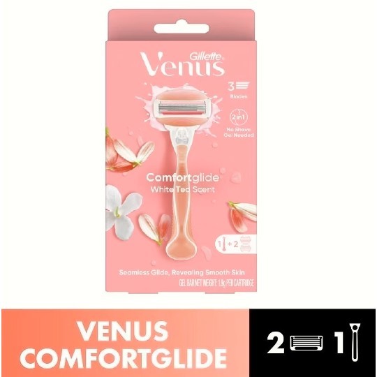 Gillette Venus Comfortglide White Tea Scent Razor with Gel Bars Women's ...