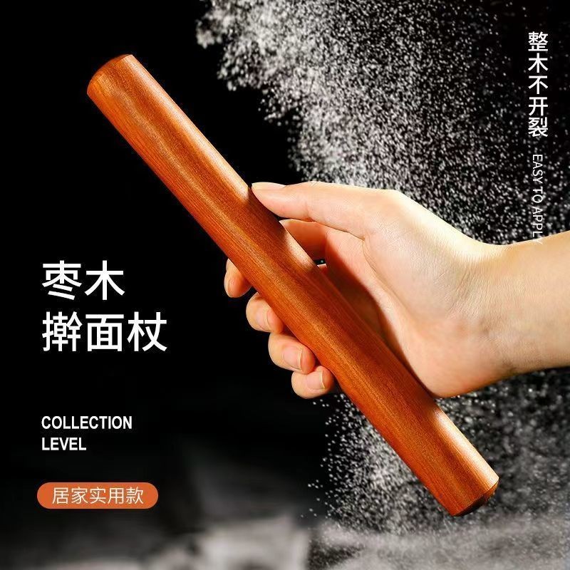 Real Jujube Wood Red Heart Rolling Pin Household Solid Wood Rolling Pin ...