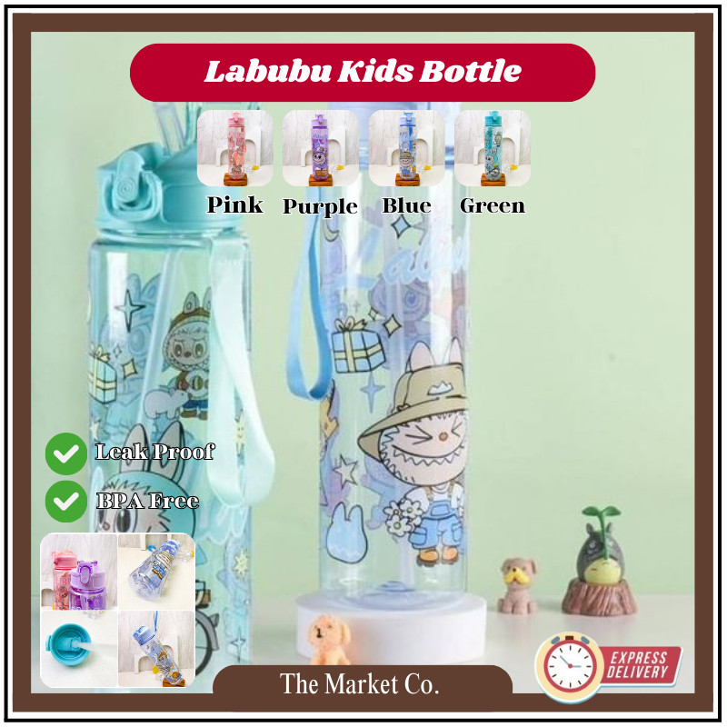Labubu Kids Water Bottle w/ Straw 800ML Botol Air BPA Free Children ...