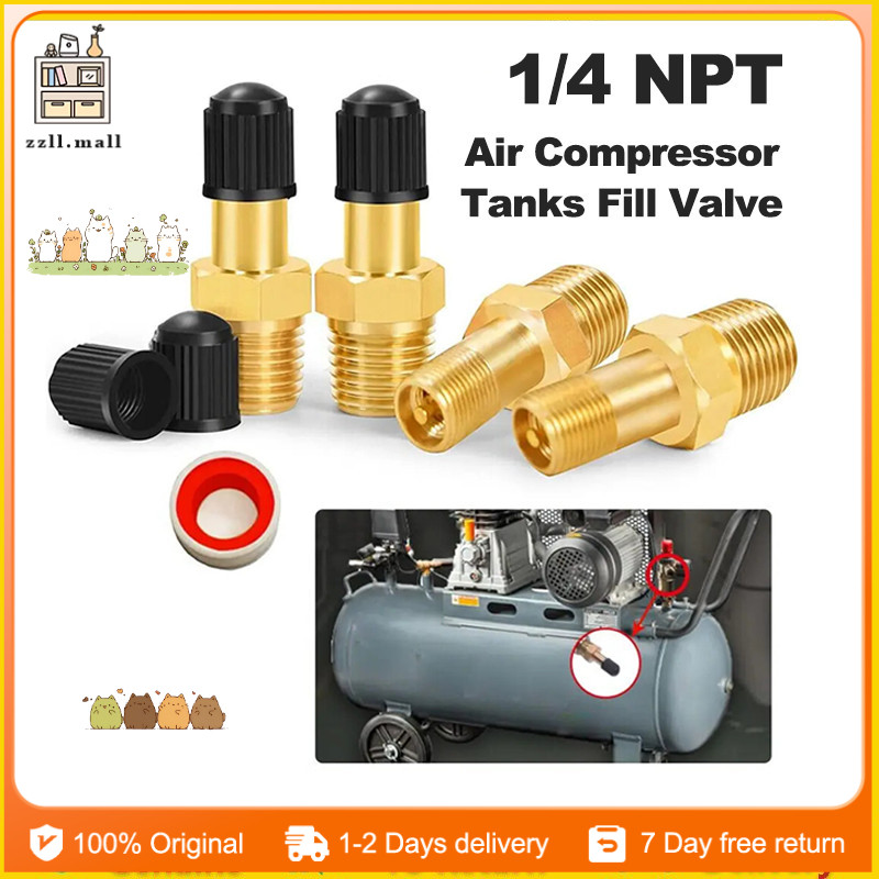 1/4’ Air Compressor Tank Fill Valve NPT Nickel Plated Brass Air ...