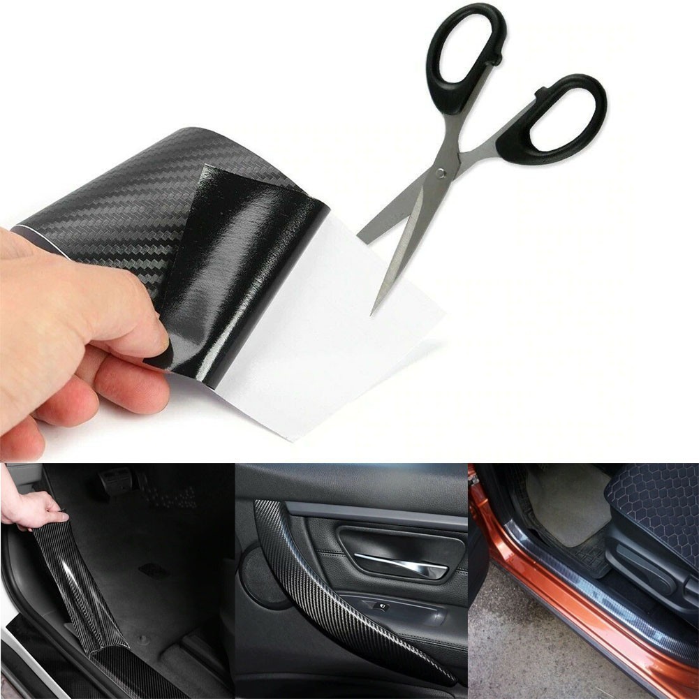(MULSTORE) Carbon Fiber Car Sticker Sill Strip Nano Waterproof Anti ...
