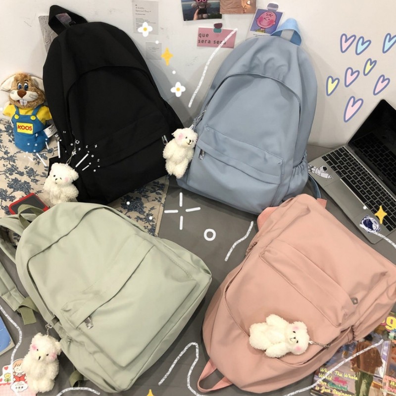 Japanese Style Simple and Versatile Solid Color Backpack for Female ...