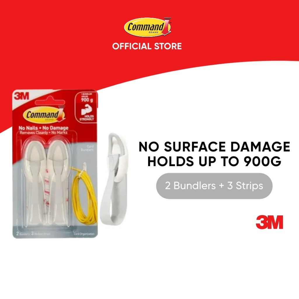 3M™ Command™ Cord Bundlers, 17304, Holds Up to 900g, 2 pcs/pack, For ...