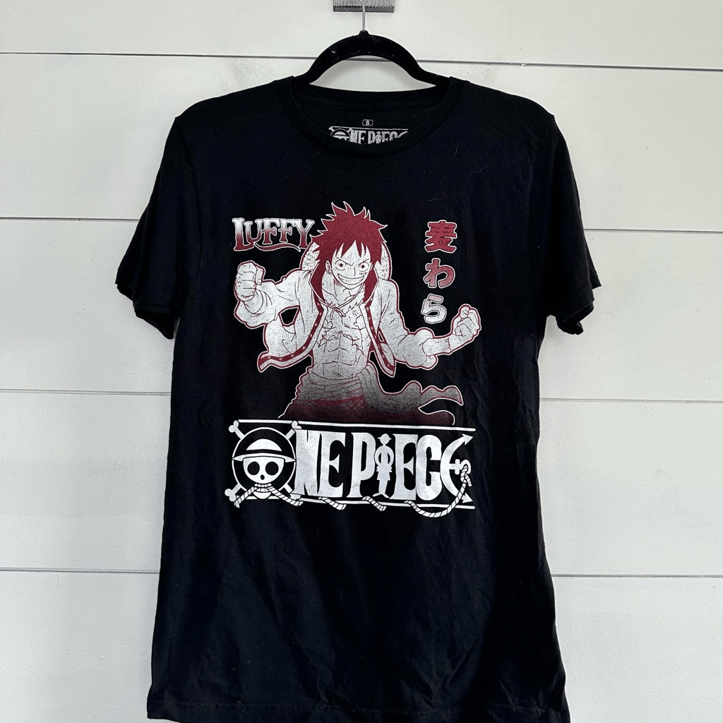 One Piece Men’S Small Black Logo Luffy Graphic Tee | Shopee Malaysia