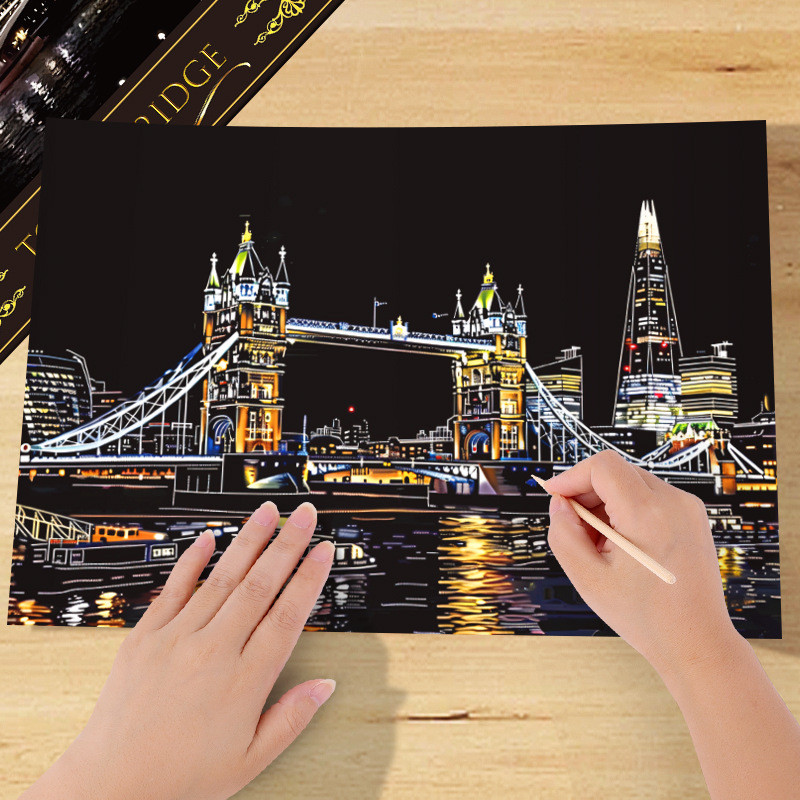 Colorful Scratch Painting Paper a4 City Night View Scratch Painting ...