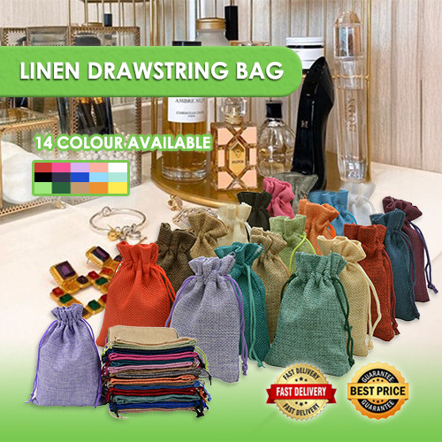 Linen Burlap Storage Bag Jewellery & Birthday Gift Drawstring Pouch Beg ...