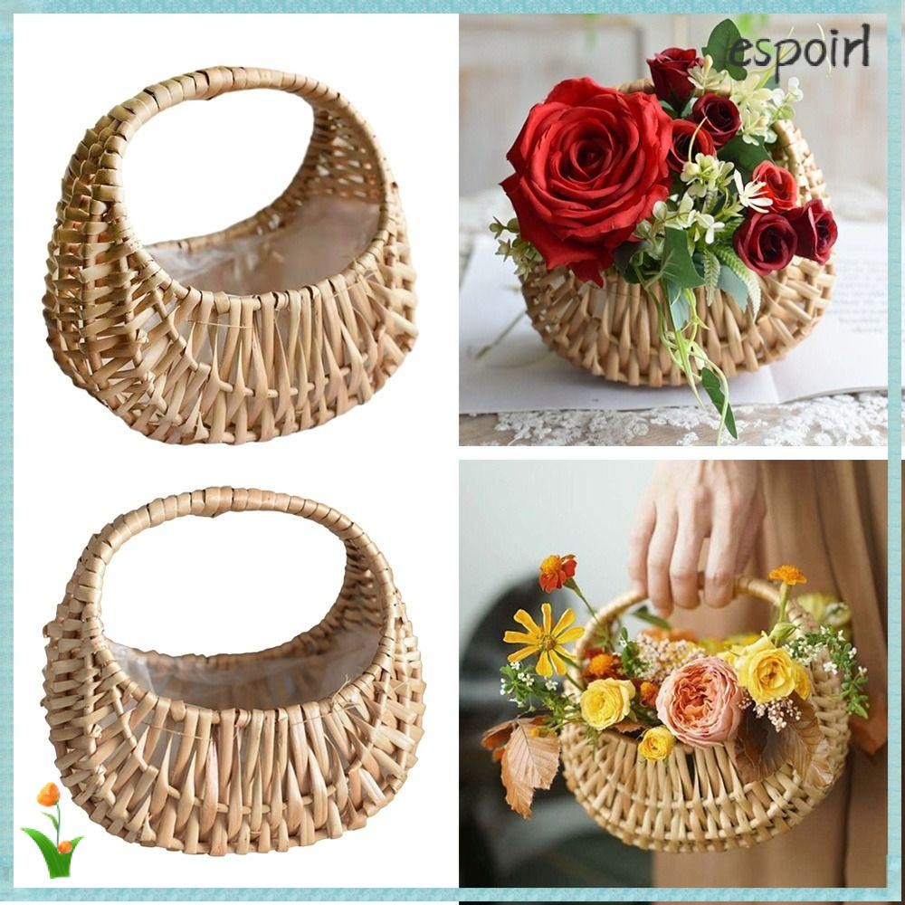 ESPOIR Flower Girl Baskets, Woven Basket Sturdy Flower Arrangement ...