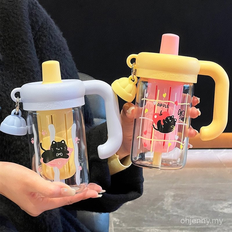 Glass Cup Girls High-value Straw Water Cup New Large-capacity Portable Tea Water Separation High ...