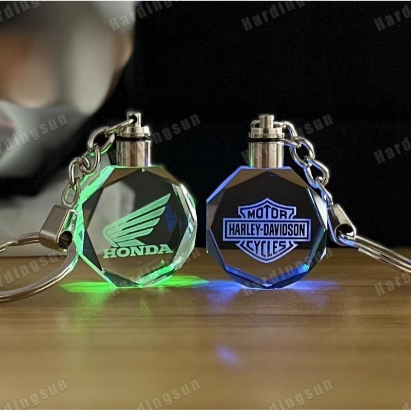 Harley davidson HONDA Motorcycle Keychain LED Lights K9 Crystal Colors ...