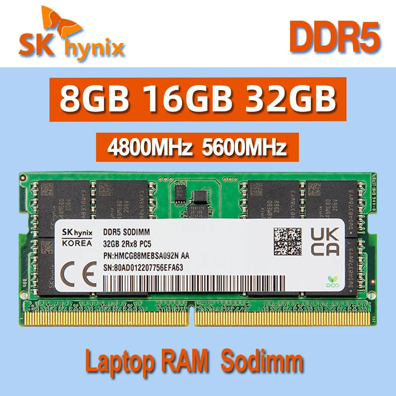SK hynix RAM DDR5 8GB 16GB 32GB 4800MHz 5600MHz Laptopk Memory 1Rx16 2Rx8 PC5 4800B 5600B SODIMM ...