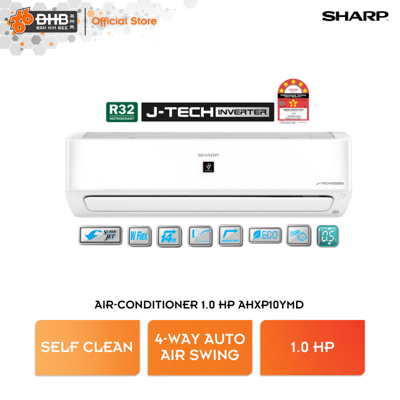 Sharp J-Tech Inverter Air Conditioner AHXP10YMD 1.0 HP Plasmacluster ...