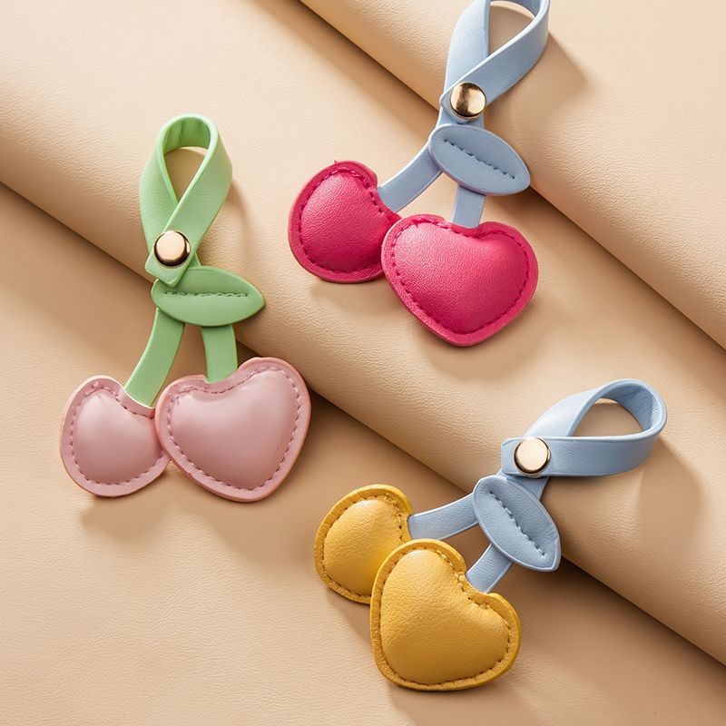 Colorful Pu Leather Cherry Key Ring Sweet Fruit Key Chains Girl Handbag ...