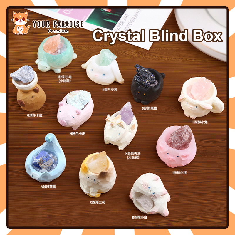 Cute cat crystal blind box 2.0 figure toy home desktop ornament ...