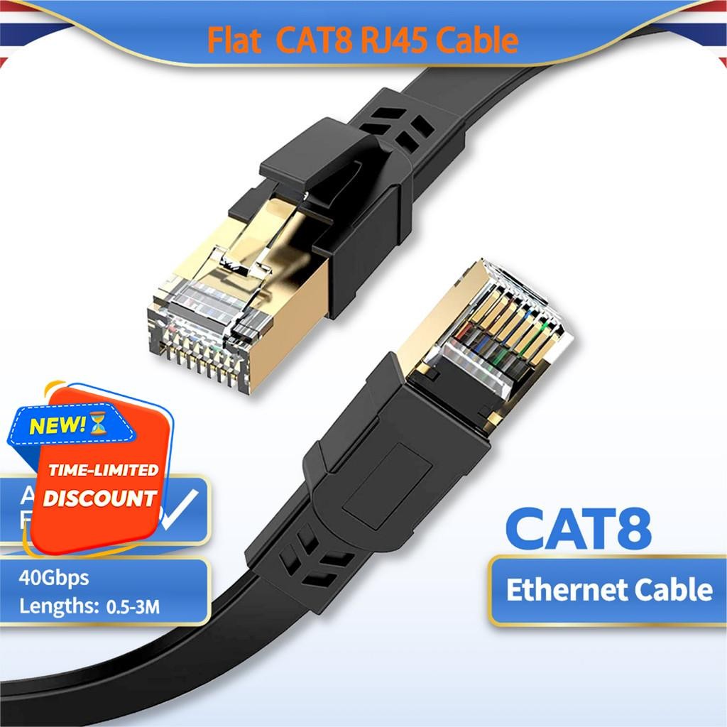 1M 2M Flat Cat8 Ethernet Cable Outdoor Indoor Heavy Duty High Speed ...