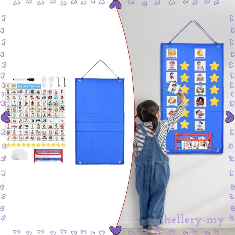 [HelleryMY] Kids Visual Schedule Daily Schedule Pocket Chart Routine ...
