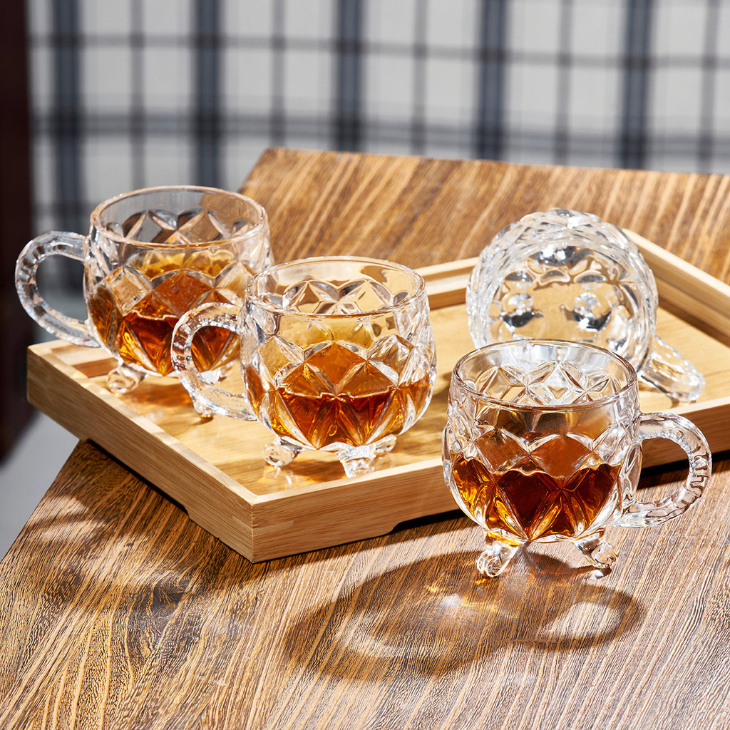 Cawan teh kaca lutsinar gaya Eropah 150ml cawan kopi mewah ringan cawan ...