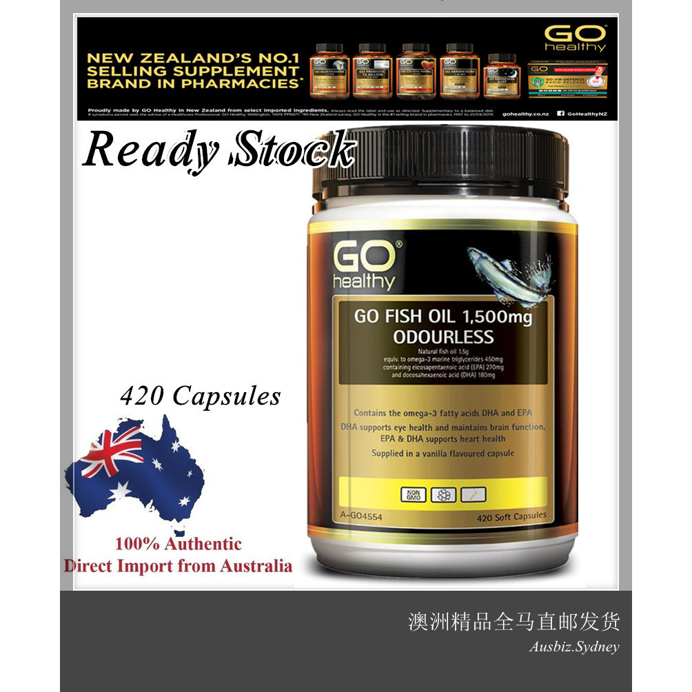 [Ready Stock EXP: 06/2027] GO Healthy Fish Oil 1500mg Odourless 420 ...