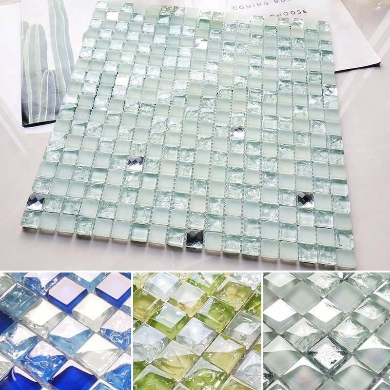 Blue Simple Crystal Glass Mosaic Tile Bathroom Toilet Toilet TV ...
