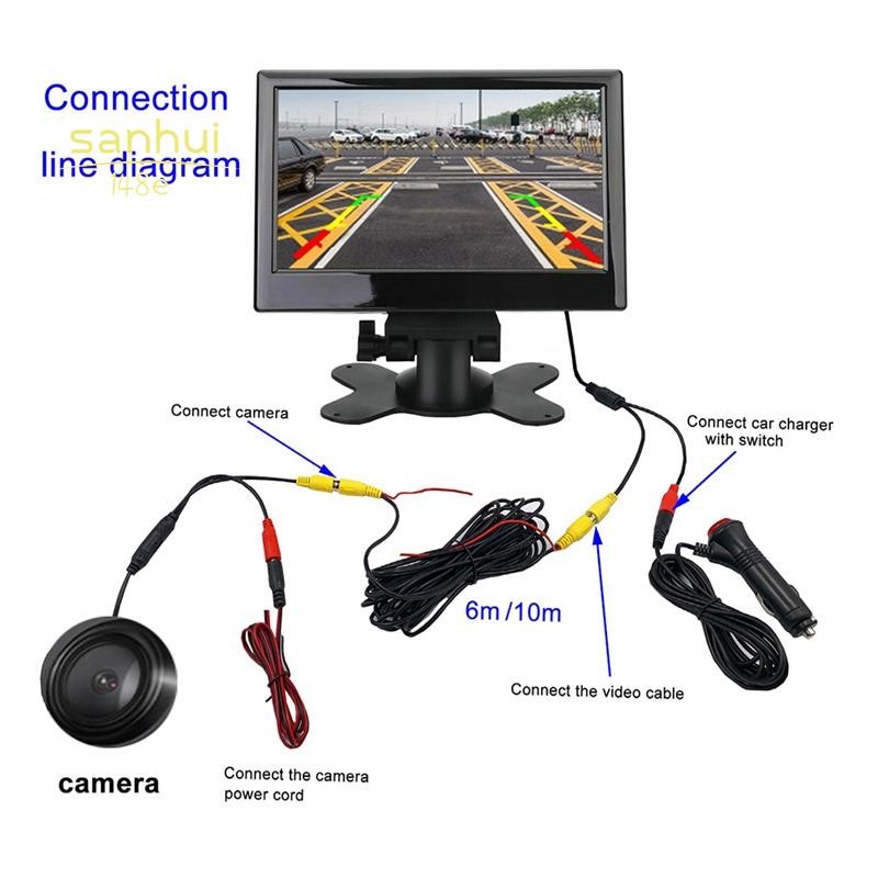 12V-24V 7 Inch TFT LCD Color HD Monitor with 4LED Light Camera for Car ...