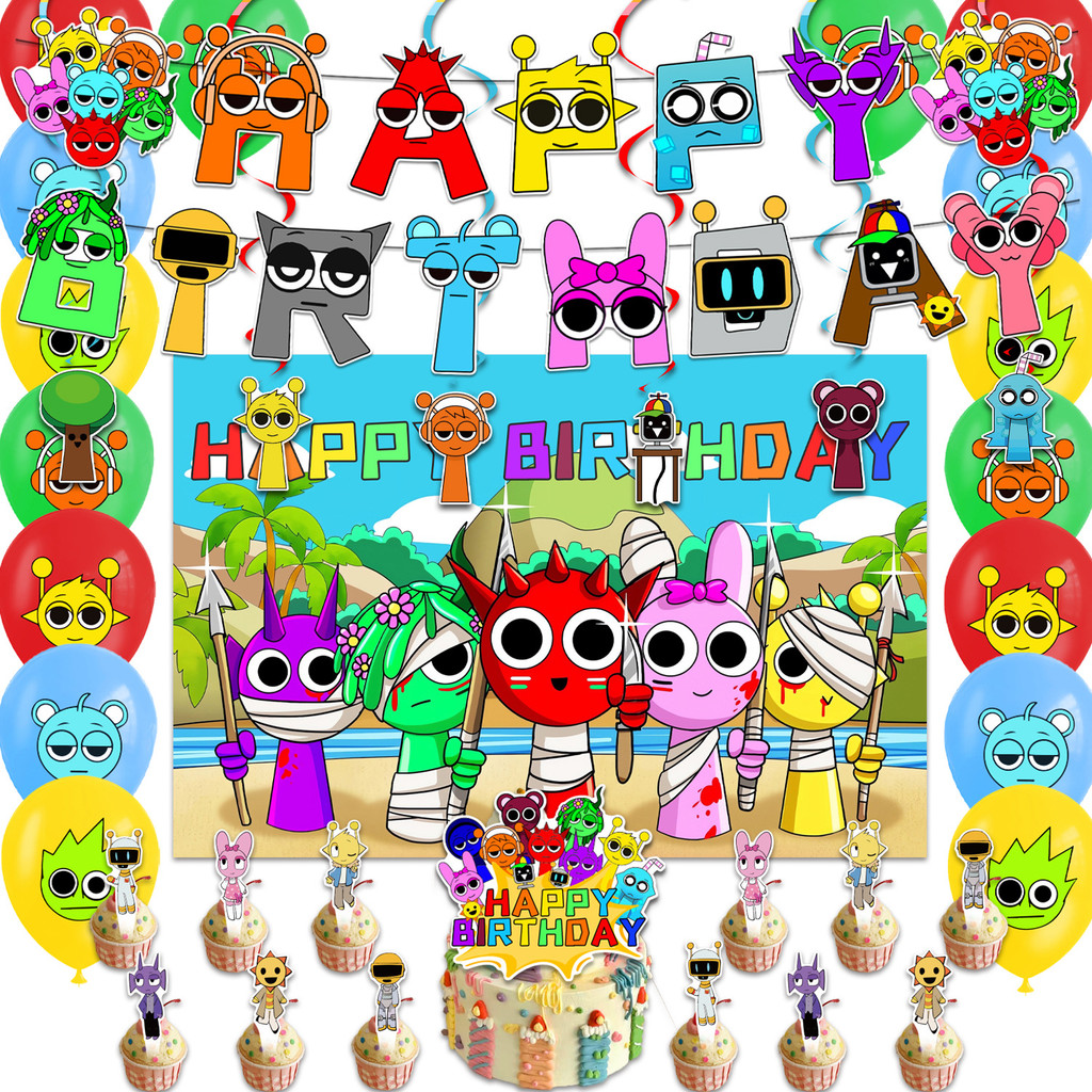 sprunki incredibox sprunki Birthday party decoration flag raising ...