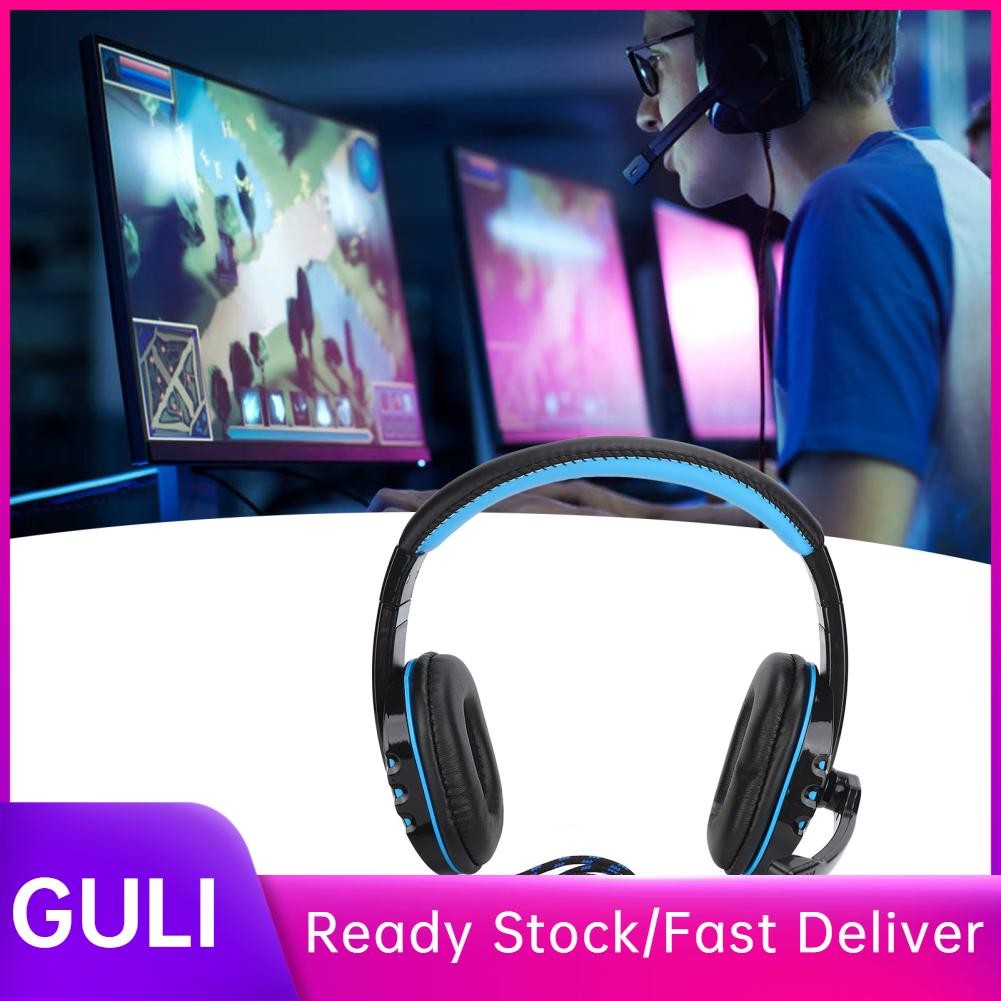 Guli Gaming Headset Wrap Around Ear Design 120° Adjustable Volume Wheel ...