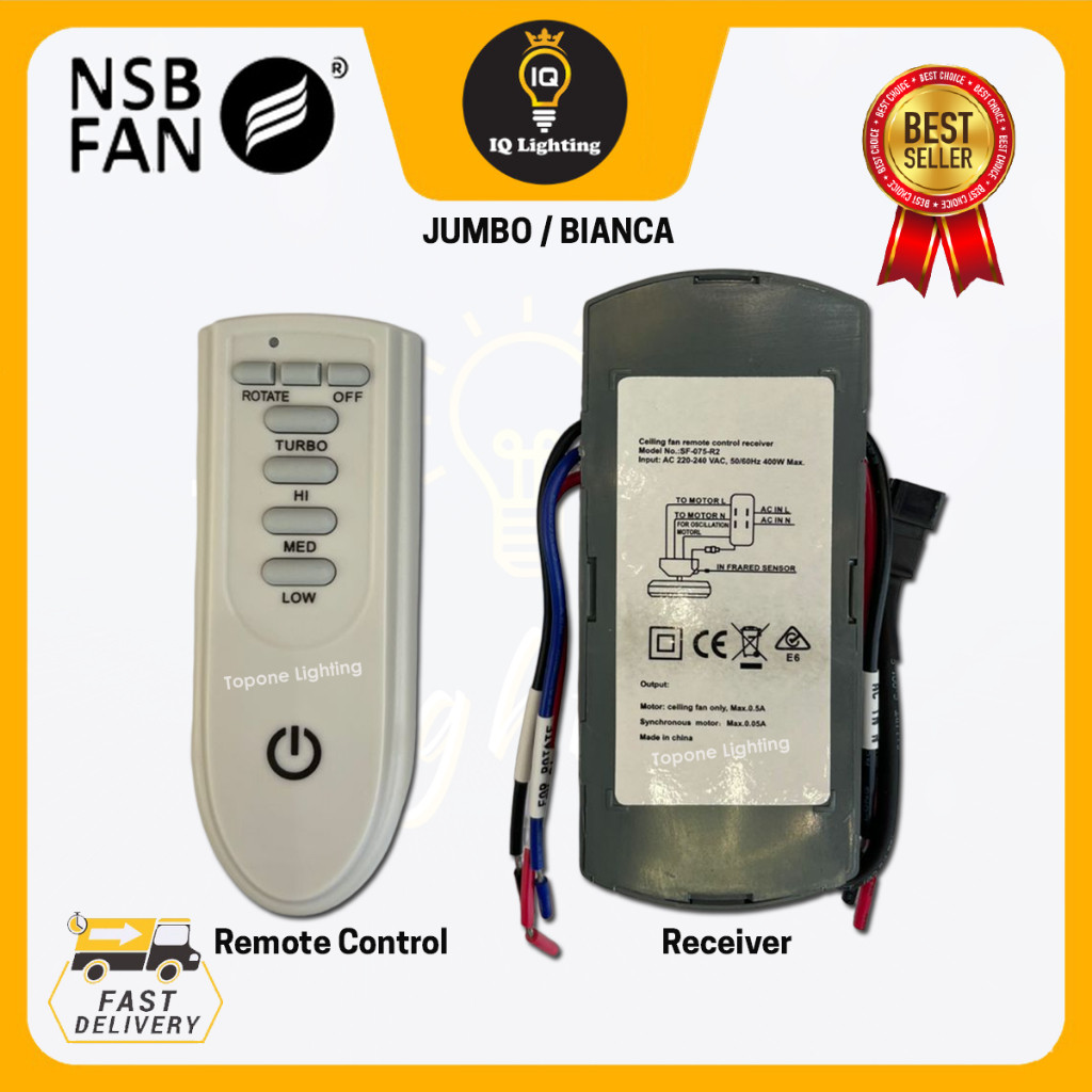 NSB JUMBO / BIANCA Corner Ceiling Fan Receiver / Remote Control ...