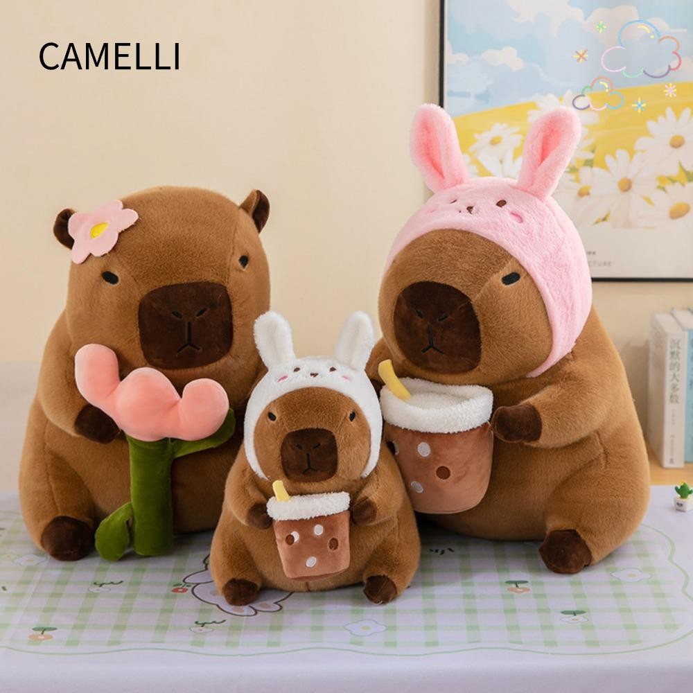 CAMELLI Fluffy Capibara Dolls, Cartoon Capybara Plush Toy, Dinosaur ...